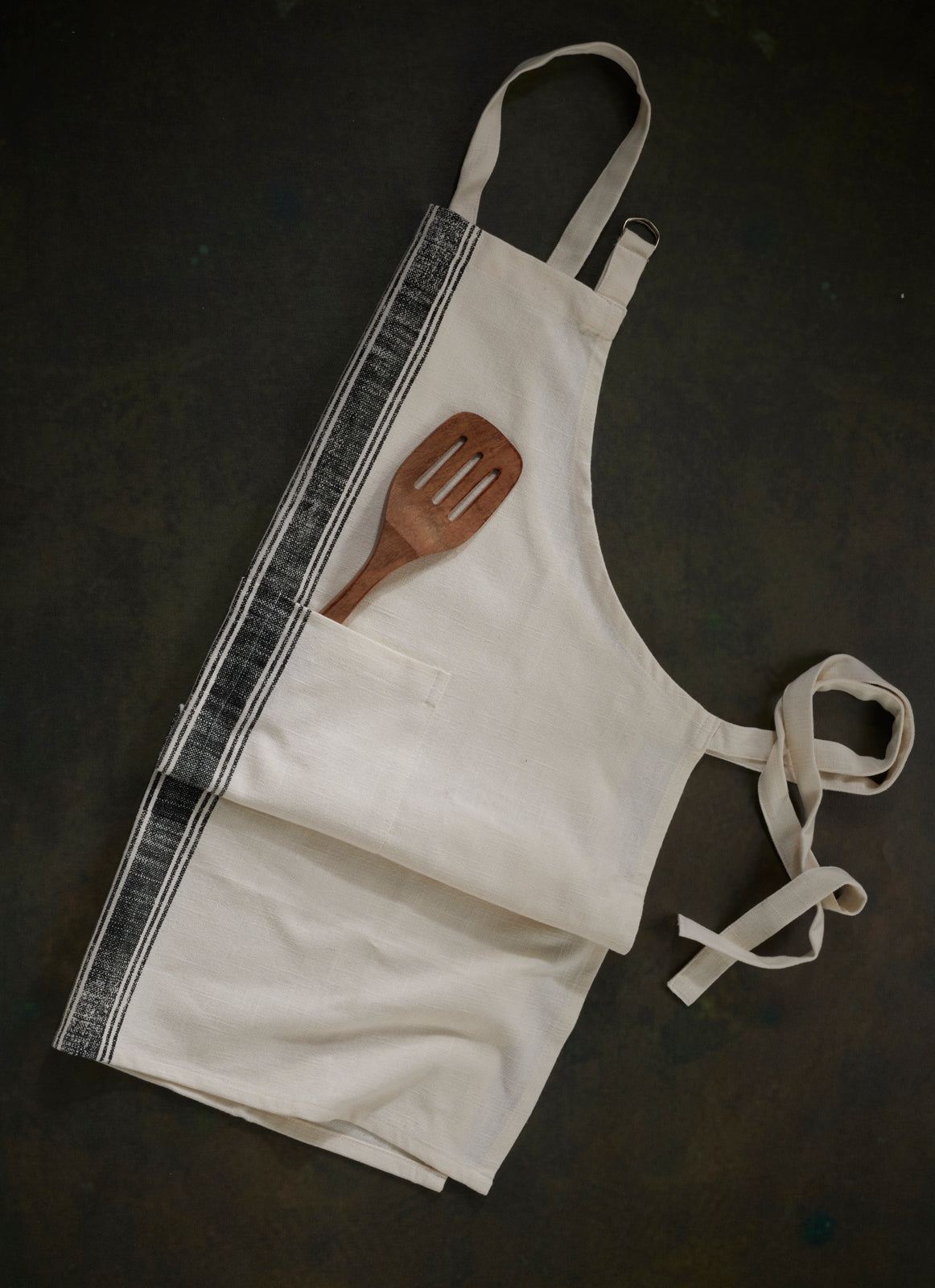 Classic French Stripes Apron with Wooden Spatula